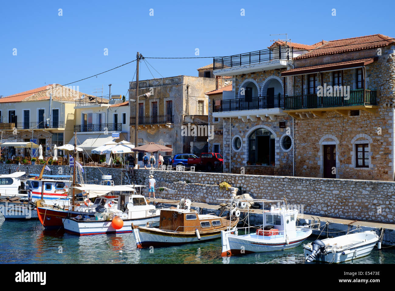 MANI PENINSULAR, PELOPONNESE, GREECE, 2nd July 2014. Boats in the ...