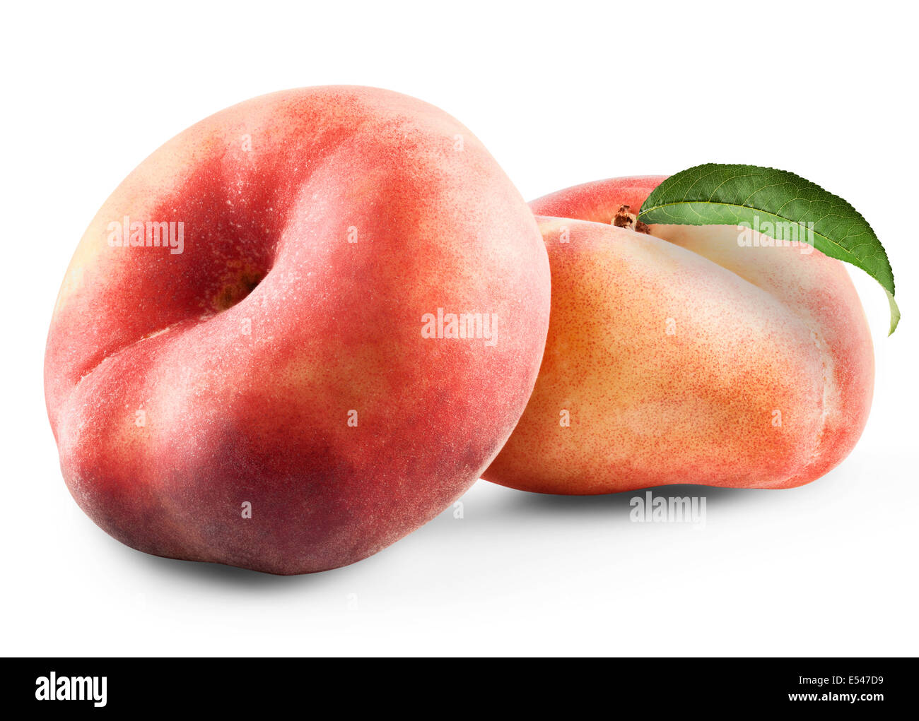 ripe fig peach with leaves isolated on white background Stock Photo - Alamy