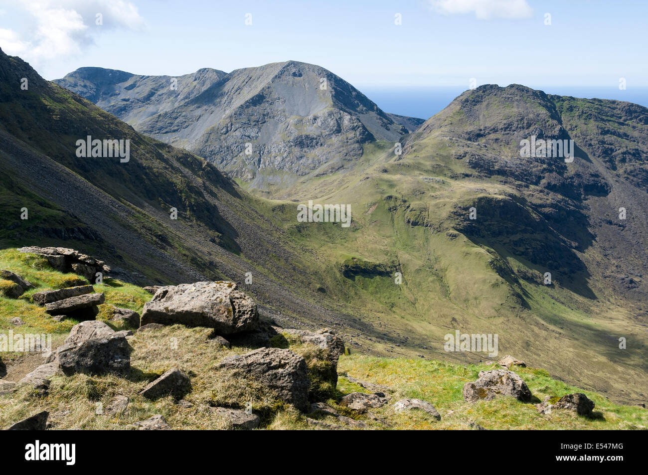 The Rum Cuillin ridge from Hallival, Isle of Rum, Scotland, UK Stock ...