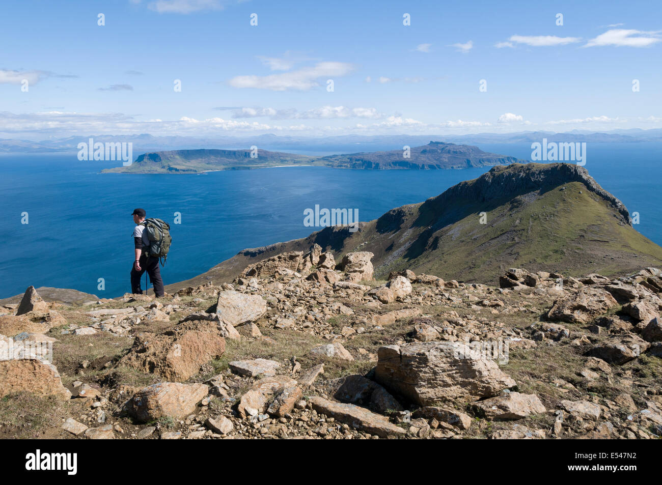 The Isle of Eigg and Bheinn nan Stac, from the south ridge of Askival ...