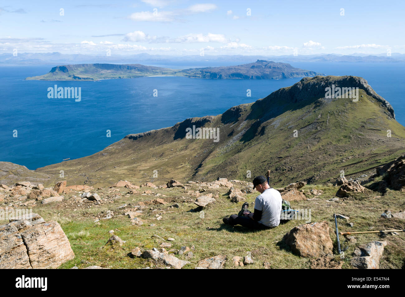 The Isle of Eigg and Bheinn nan Stac, from the south ridge of Askival ...