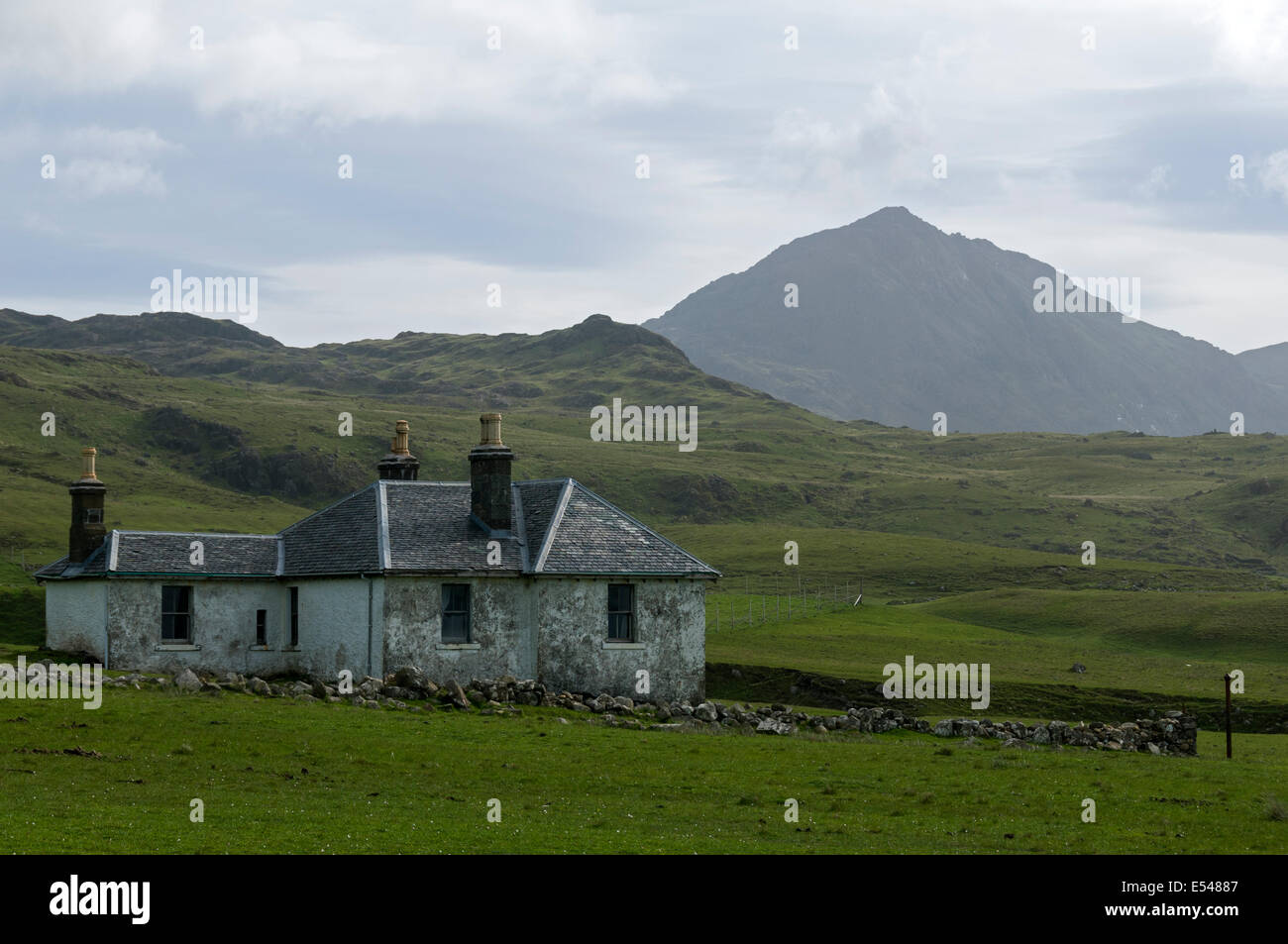 Harris Lodge and the peak of Barkeval in the Rum Cuillin hills, Harris ...