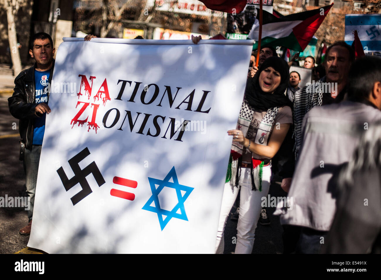 Santiago, Chile. 19th July, 2014. Thousands of people demonstrated in ...