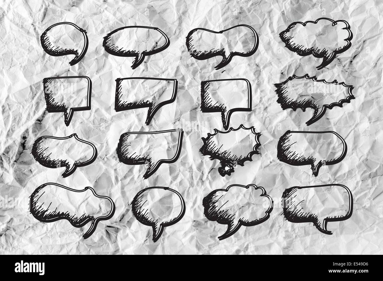 Speech Bubble Sketch hand drawn bubble speech idea design on crumpled ...