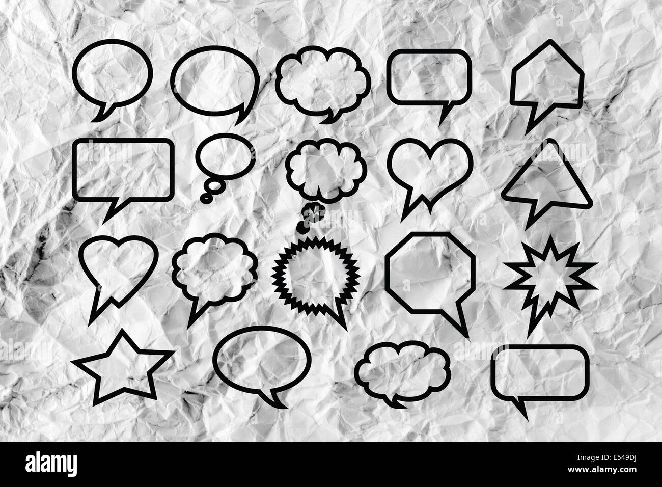 Speech Bubble Sketch hand drawn bubble speech idea design on crumpled ...