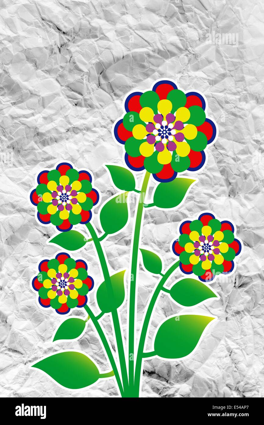Flowers design on crumpled paper Stock Photo - Alamy