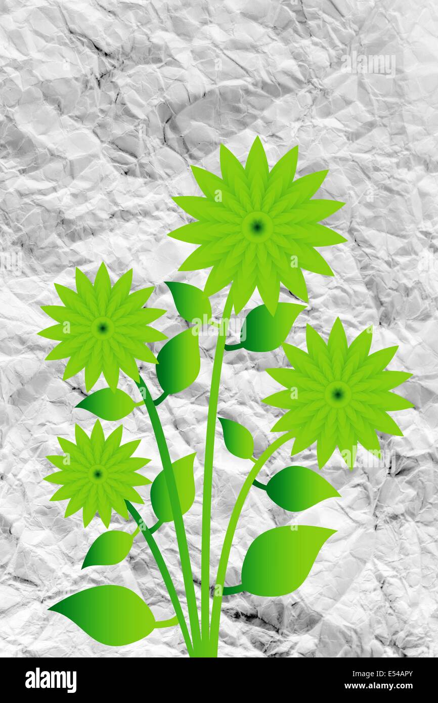 Flowers design on crumpled paper Stock Photo - Alamy