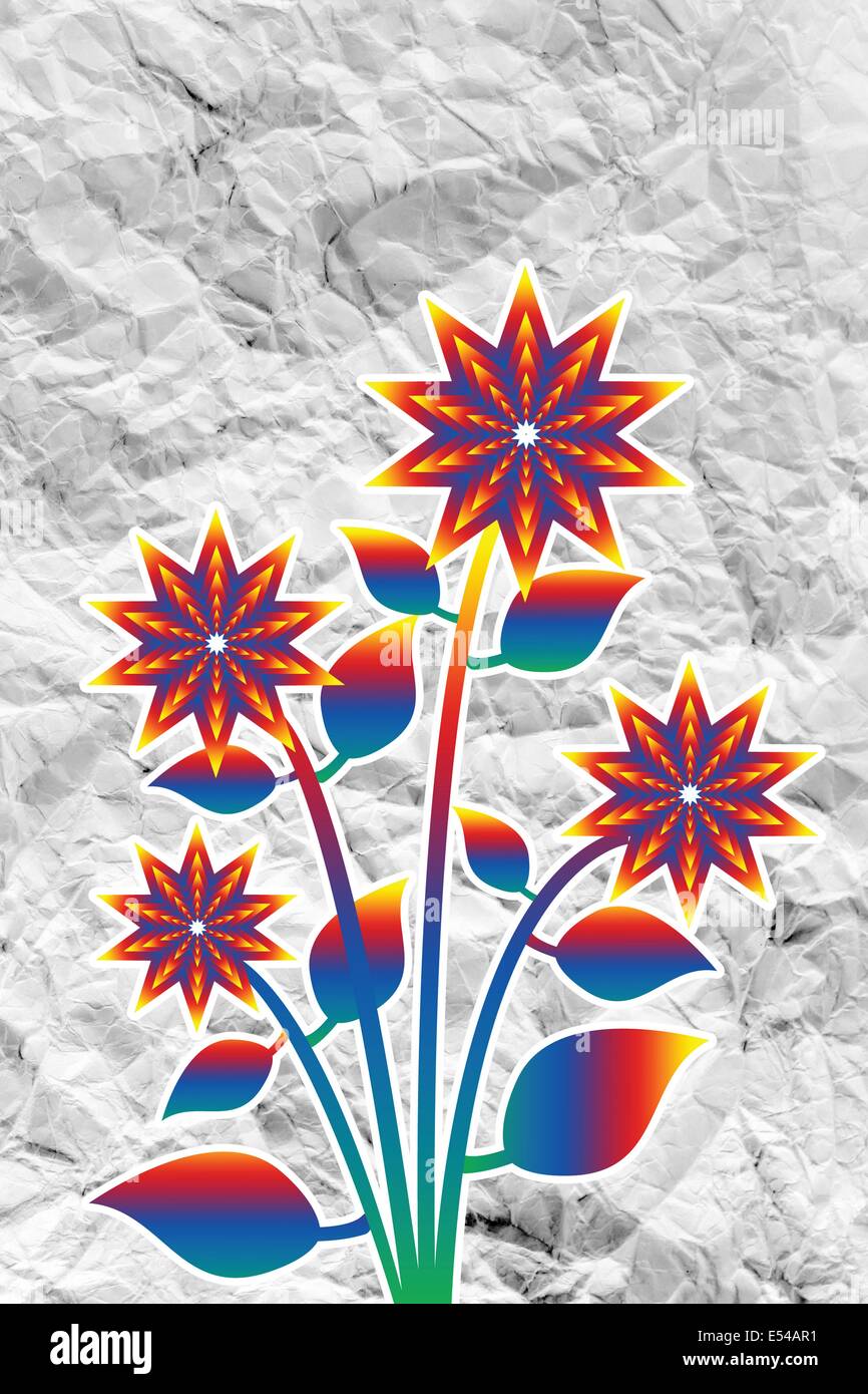 Flowers design on crumpled paper Stock Photo - Alamy