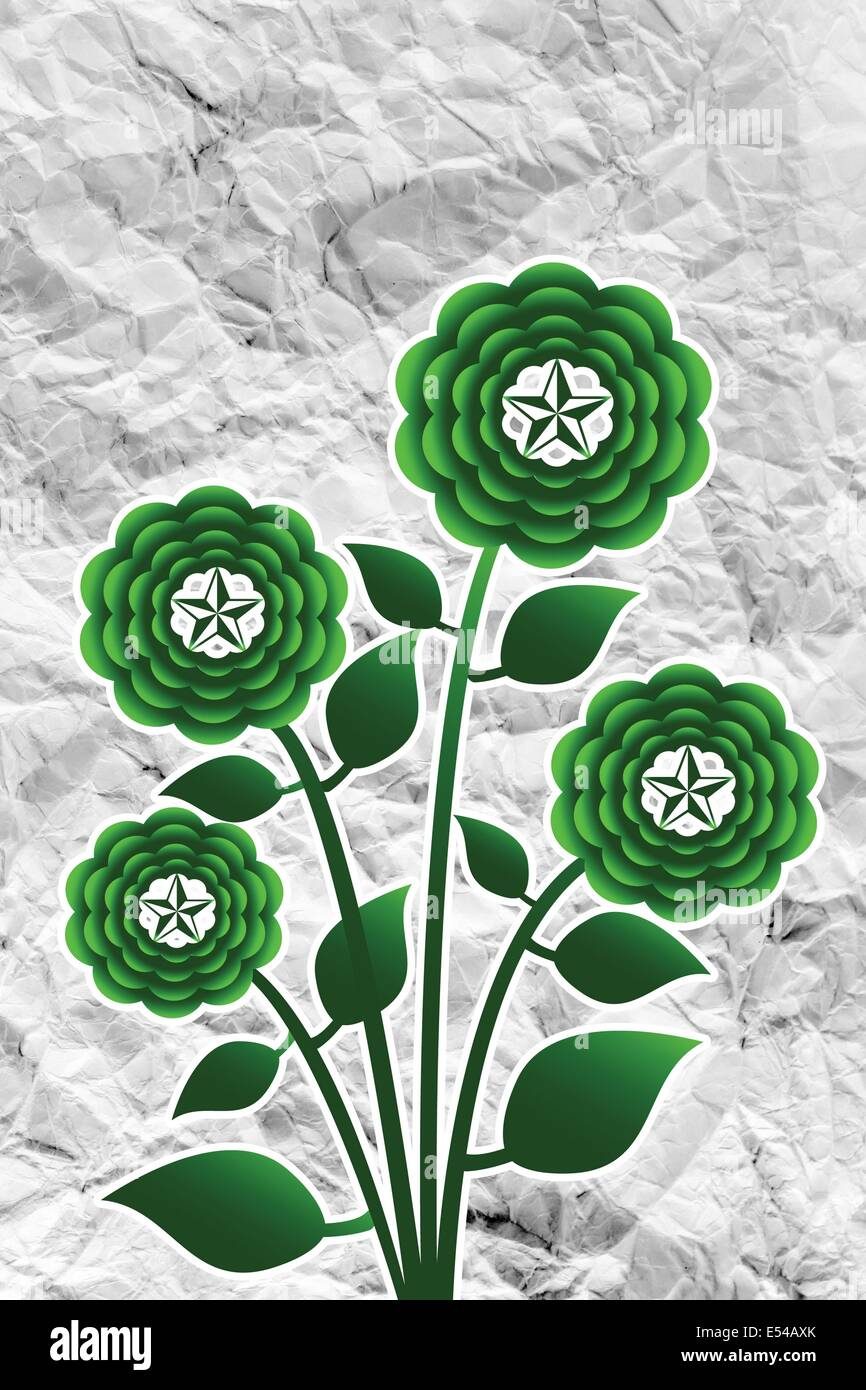 Flowers design on crumpled paper Stock Photo - Alamy