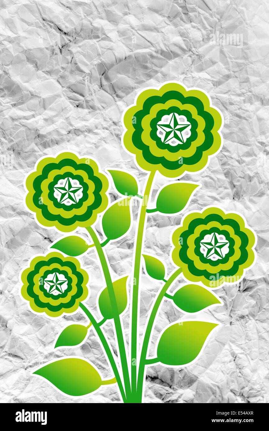 Flowers design on crumpled paper Stock Photo - Alamy