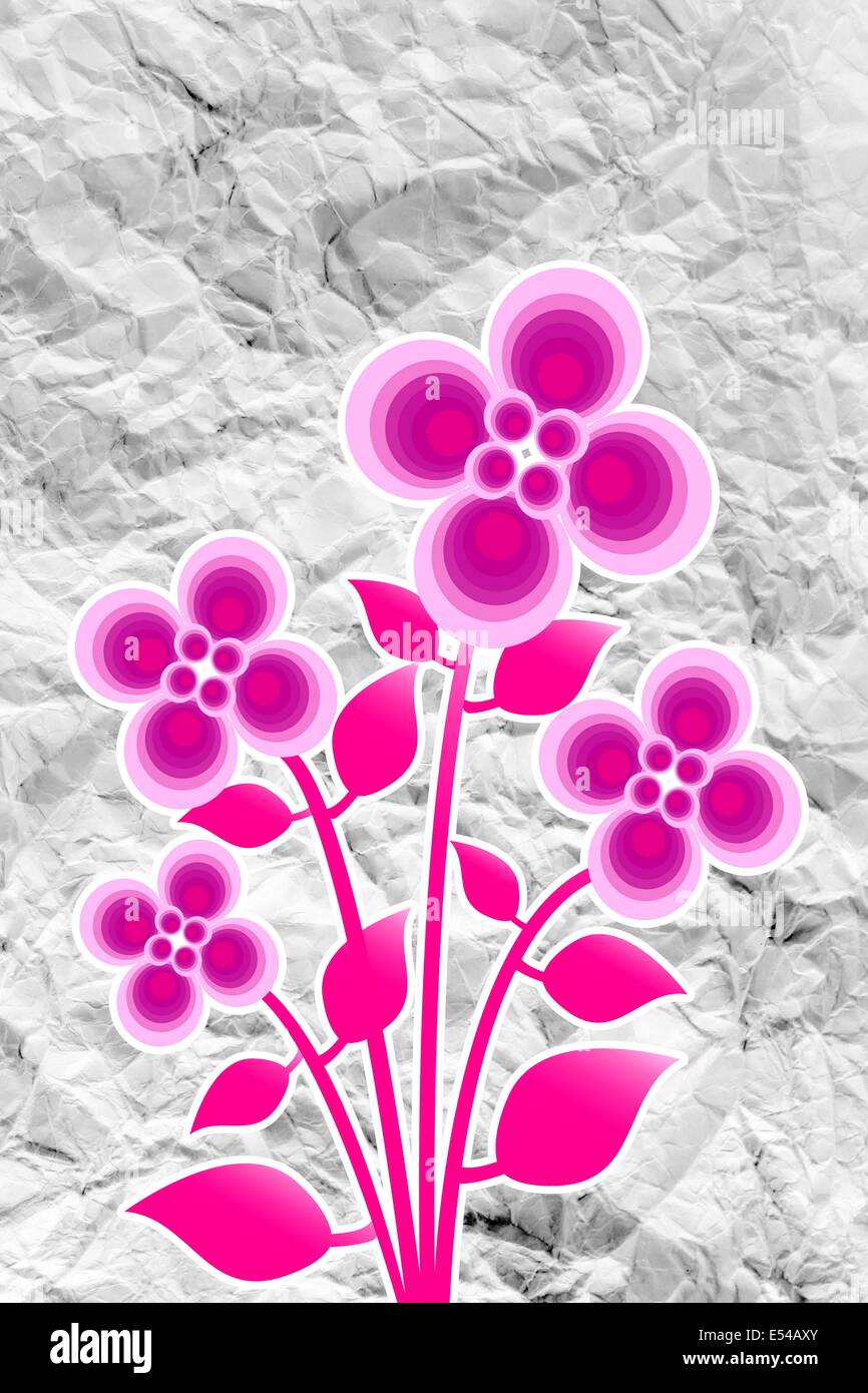 Flowers design on crumpled paper Stock Photo - Alamy
