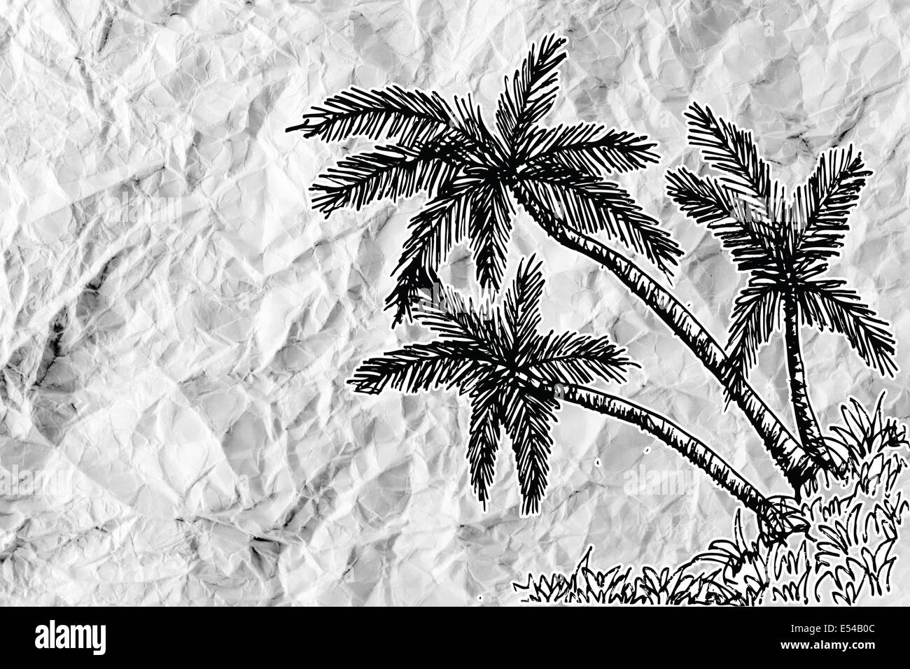 Set of trees with leaves on crumpled paper Stock Photo - Alamy