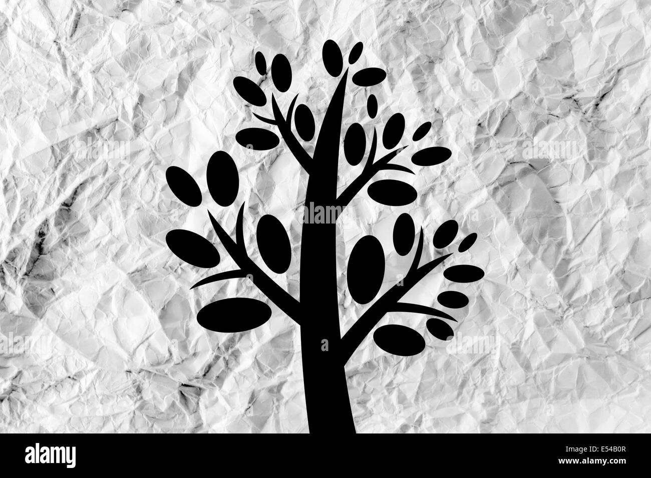 Set of trees with leaves on crumpled paper Stock Photo - Alamy