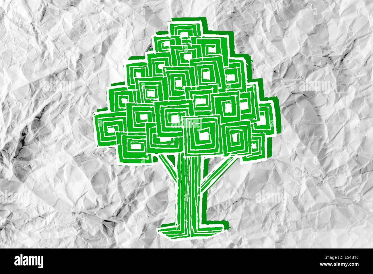 Set of trees with leaves on crumpled paper Stock Photo - Alamy