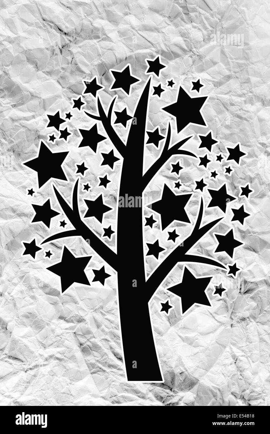 Set of trees with leaves on crumpled paper Stock Photo - Alamy