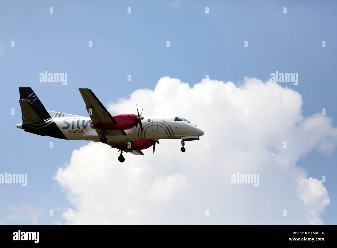 Saab 340B, a private twin prop propeller plane with the Silverado logo ...
