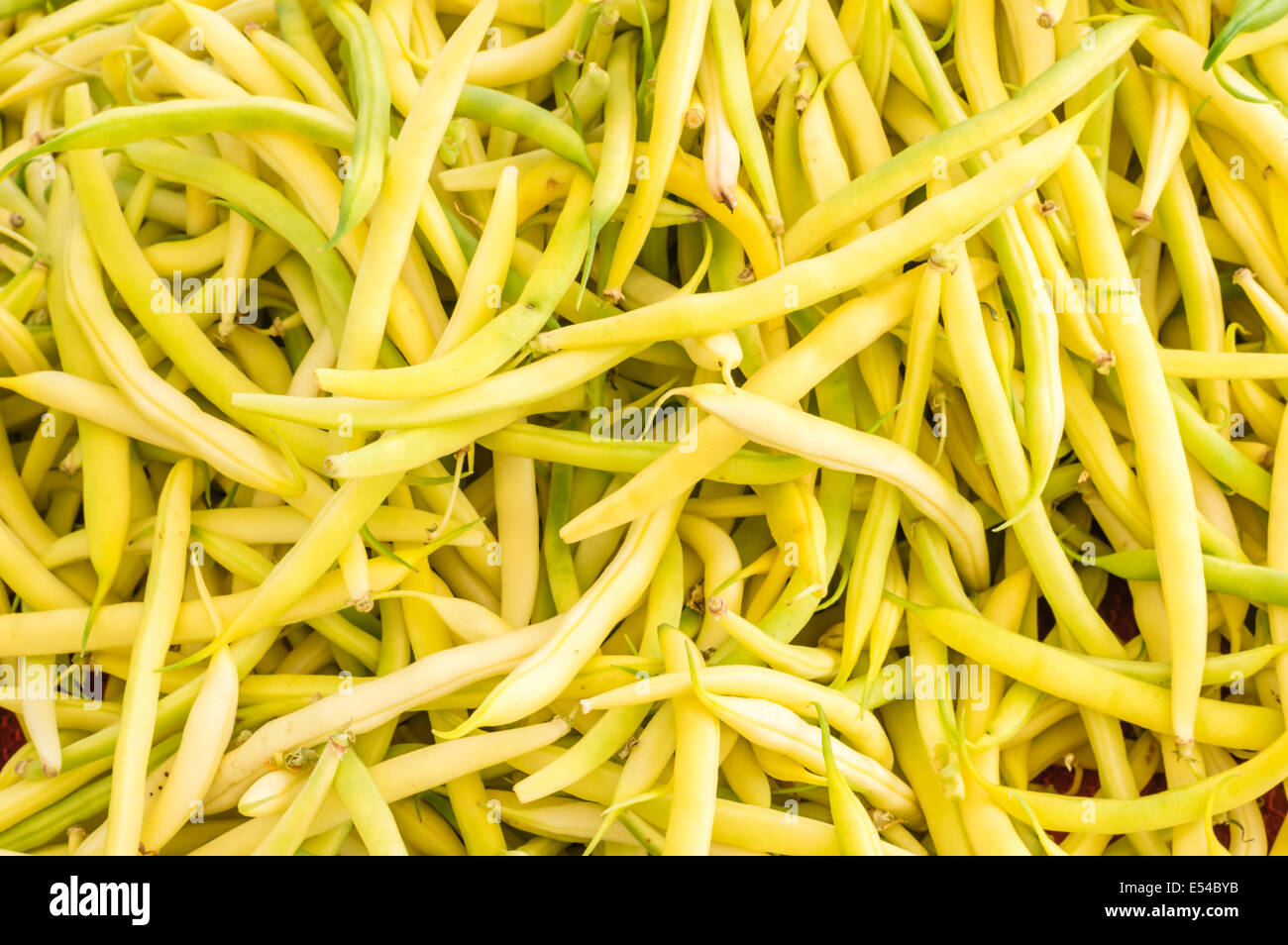 Fresh yellow snap beans on display at the farmers market Stock Photo ...