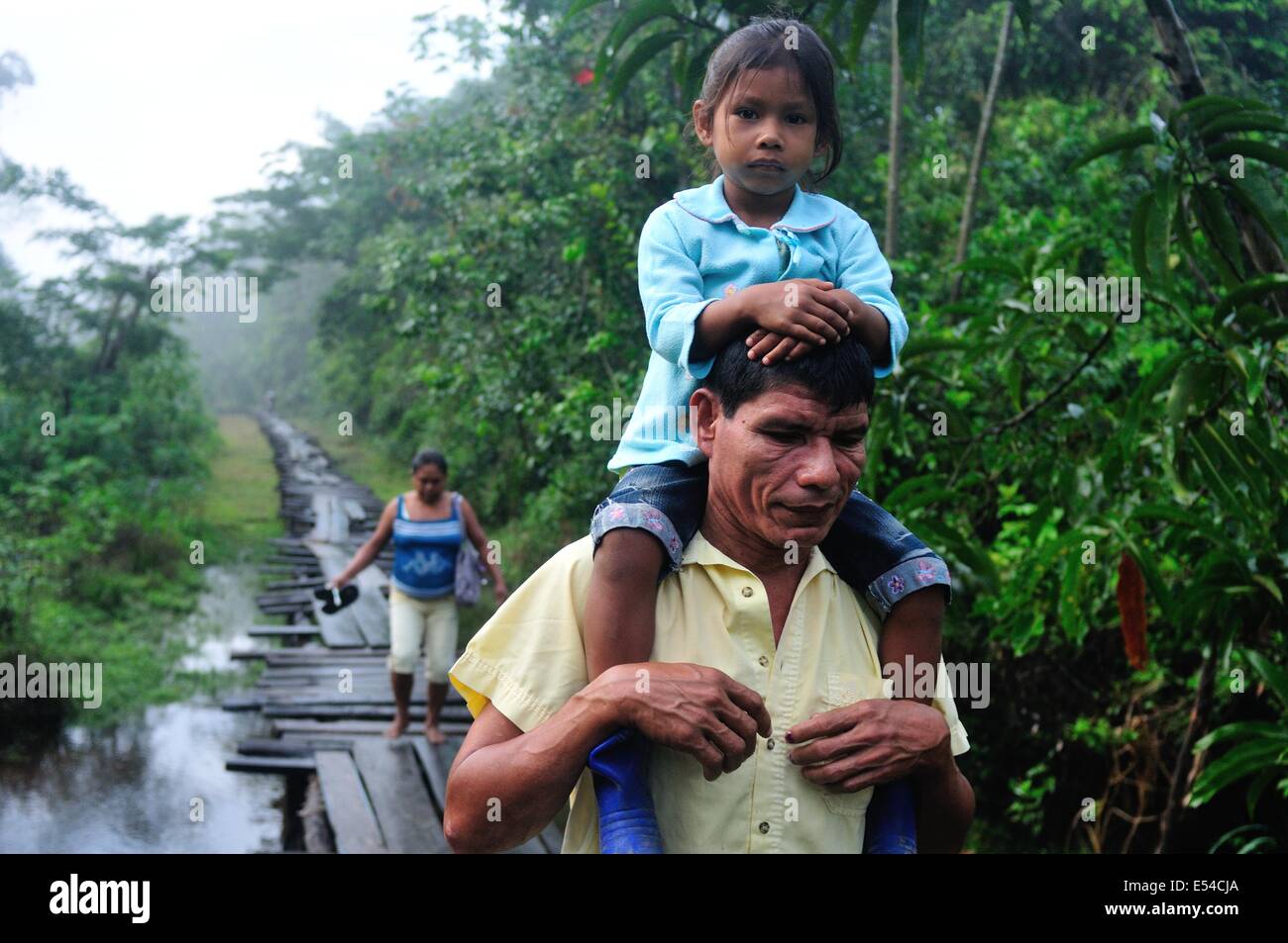 Traditional bridge in PANGUANA . Department of Loreto .PERU Stock Photo ...