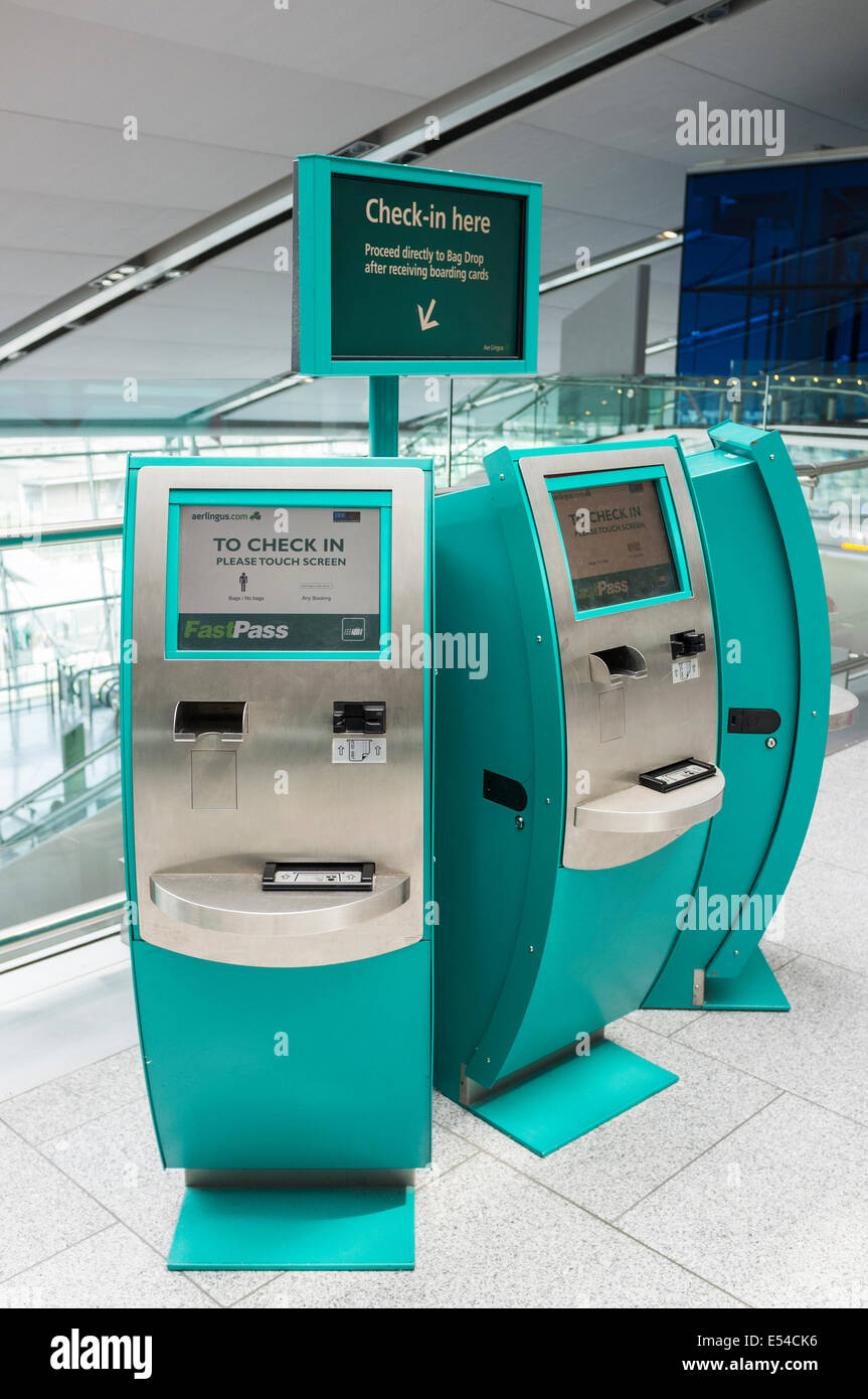 Automatic check in machines in Terminal 2 at Dublin airport, Ireland ...