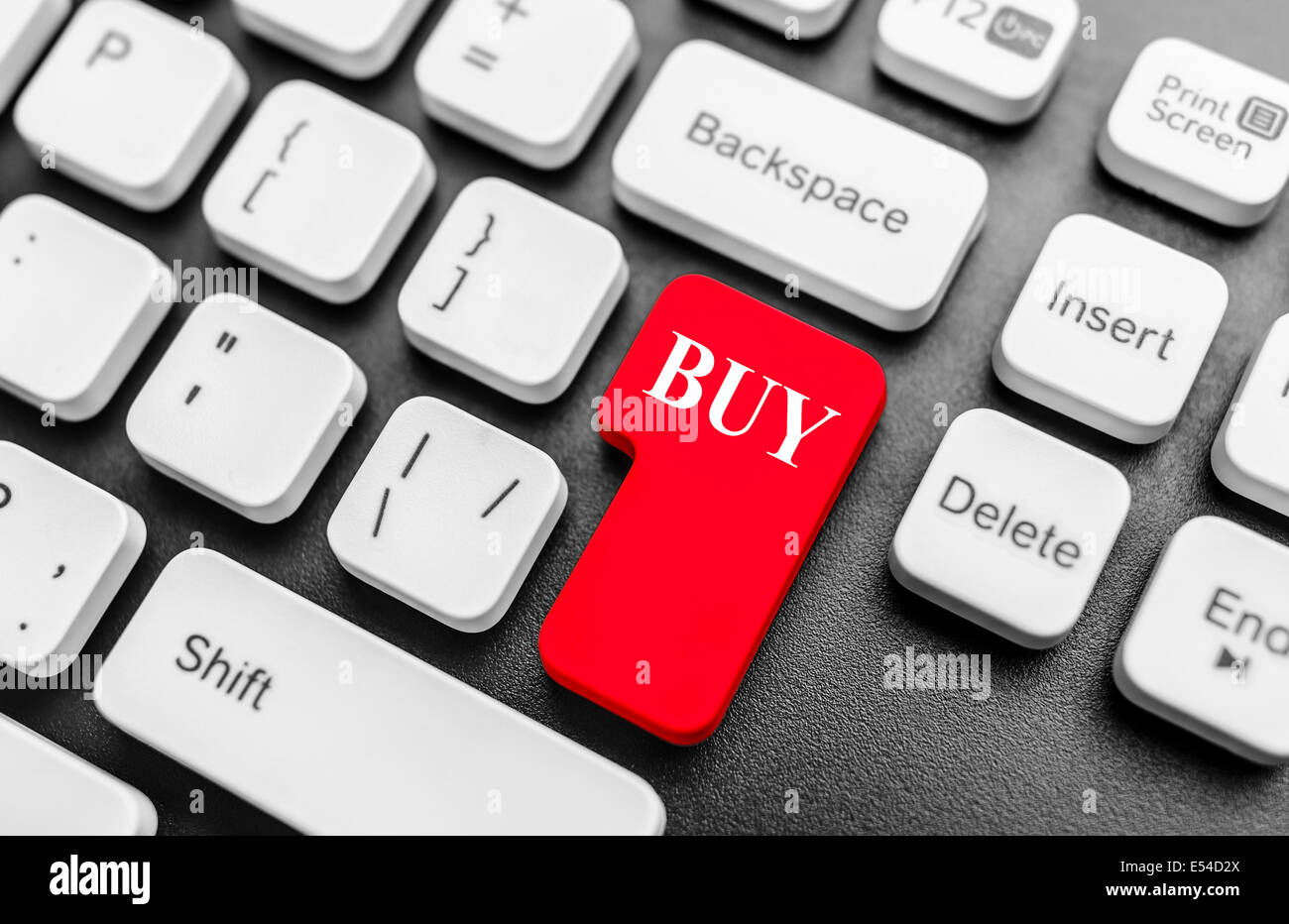 Keyboard with Buy red button. Concept image Stock Photo - Alamy