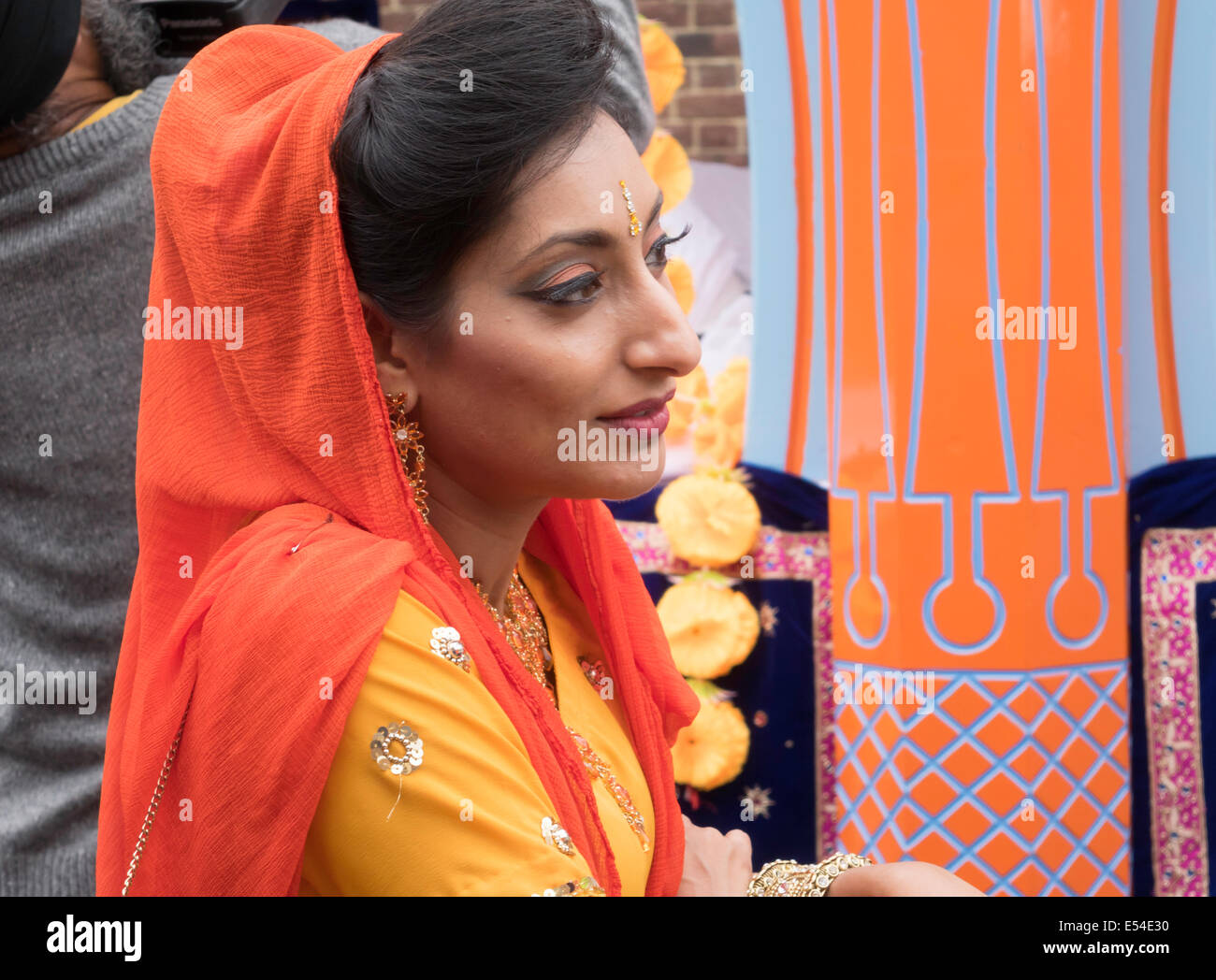 A Sikh woman at the annual Nagar Kirtan Parade celebrating Sikh culture ...