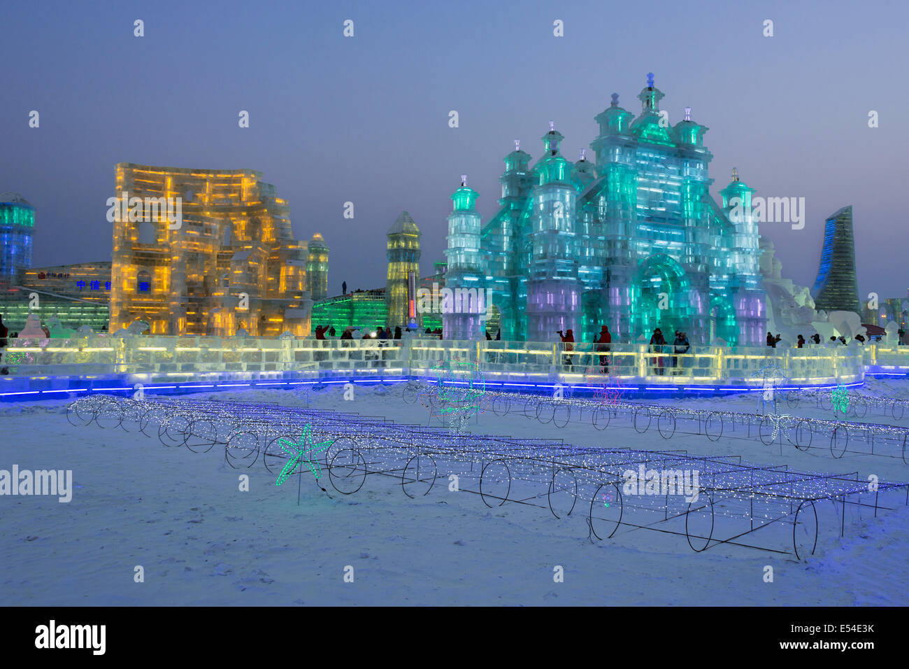 Multi-colored ice buildings at -33oC, International Ice Festival ...