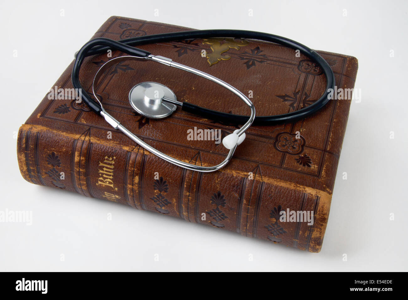 Christian bible with a medical stethoscope placed on top Stock Photo ...