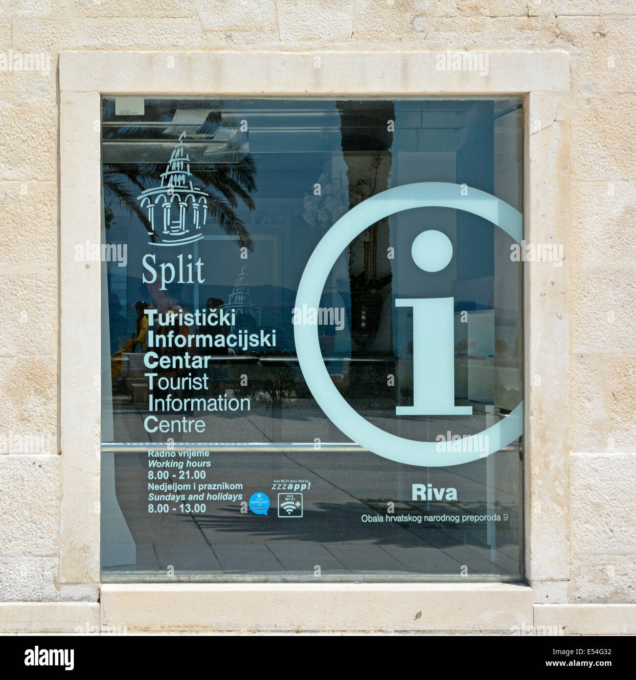 Shop window of the Tourist Information Centre in Split town centre ...