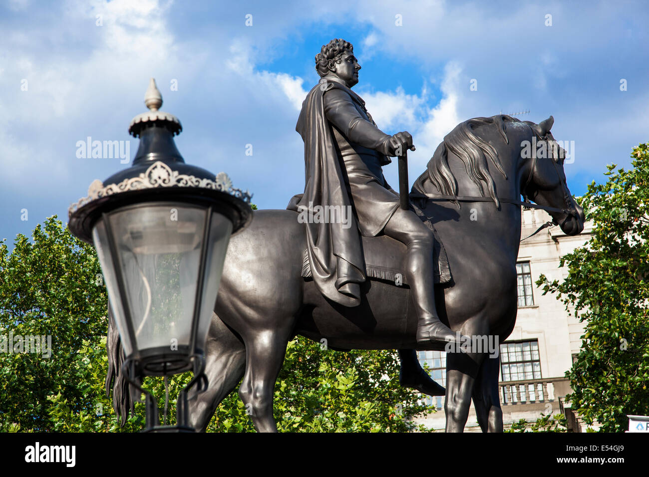 Equestrian statue of King George IV in Trafalgar Square, London Stock ...