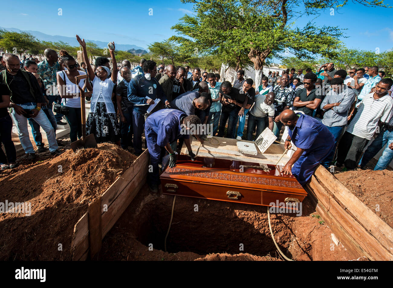 A funeral at the Mindelo cemetery, Mindelo, Sao Vicente Island, Cape ...