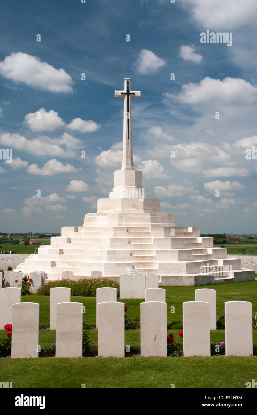Memorial Cross at the Tyne Cot Military Cemetery, Flanders Fields ...