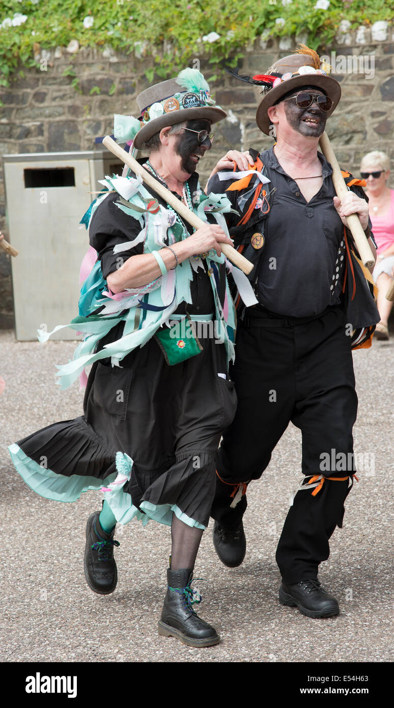 Morris dancers on the pier in Ilfacombe north Devon England UK with ...
