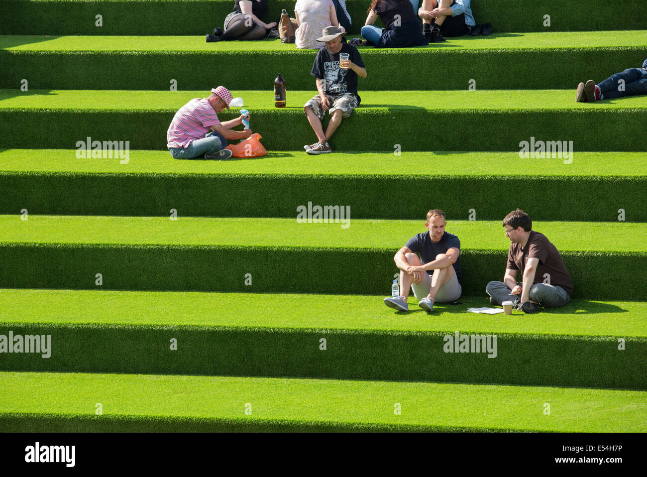 Public space green steps behind Kings Cross, London, UK Stock Photo - Alamy