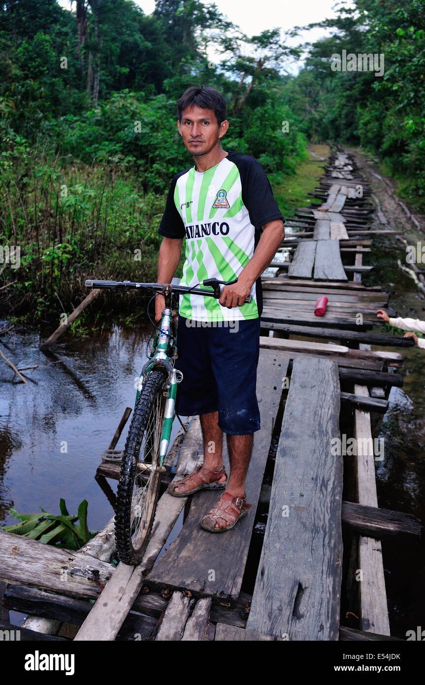 Traditional bridge in PANGUANA . Department of Loreto .PERU Stock Photo ...