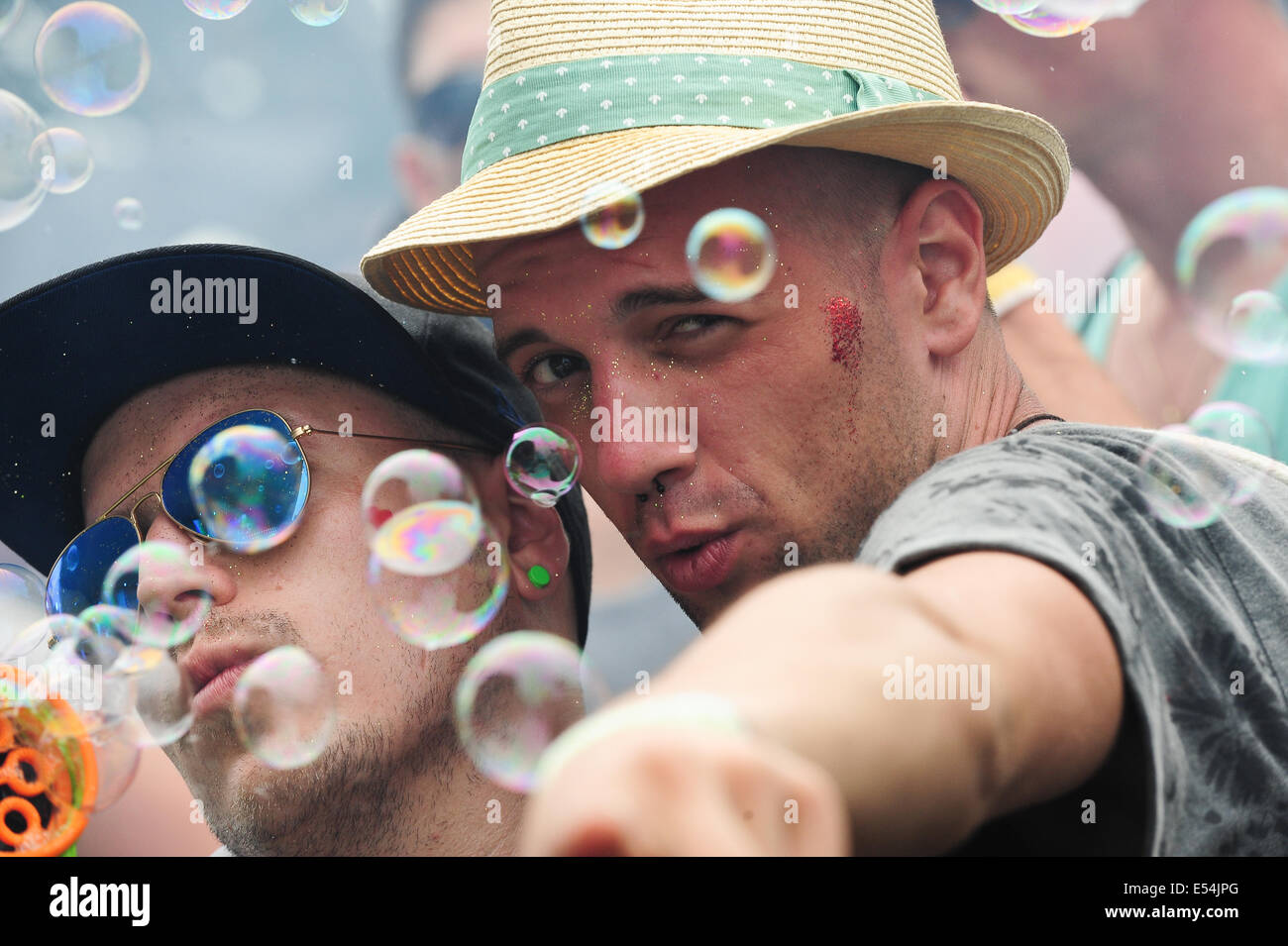 Freiburg, Germany. 20th July, 2014. Techno fans at the Sea You festival ...