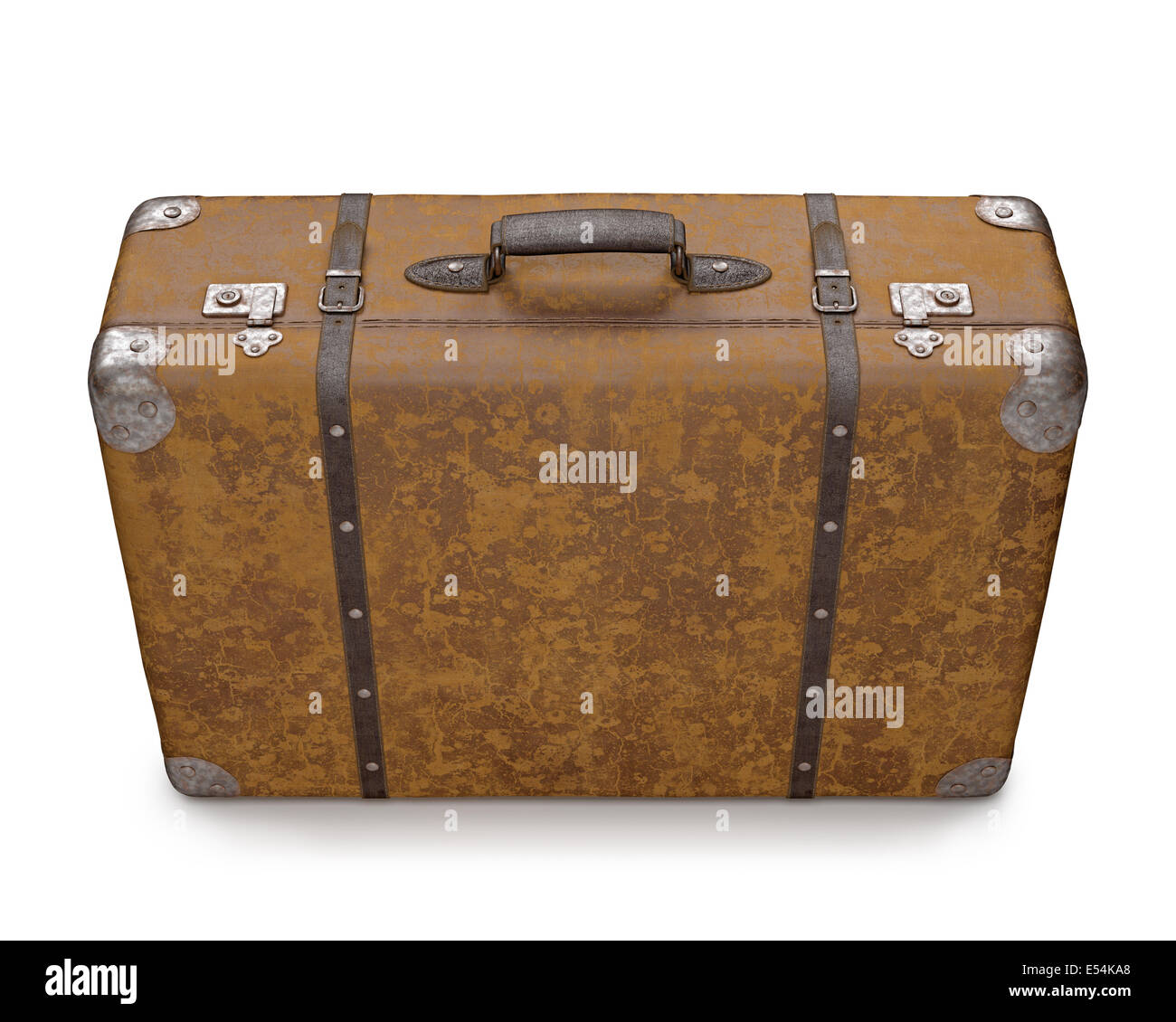 Old suitcase with wear on the surface of the leather and rust on metal ...