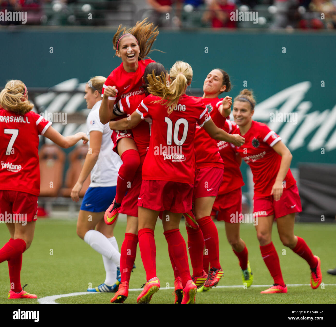 July 20, 2014 - Portland's ALEX MORGAN (13) celebrates with her team ...