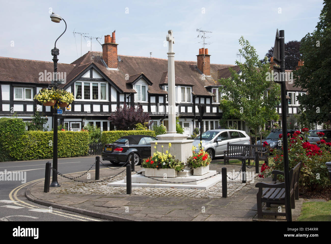War memorial and housing in the Thameside village of Bray in Berkshire ...
