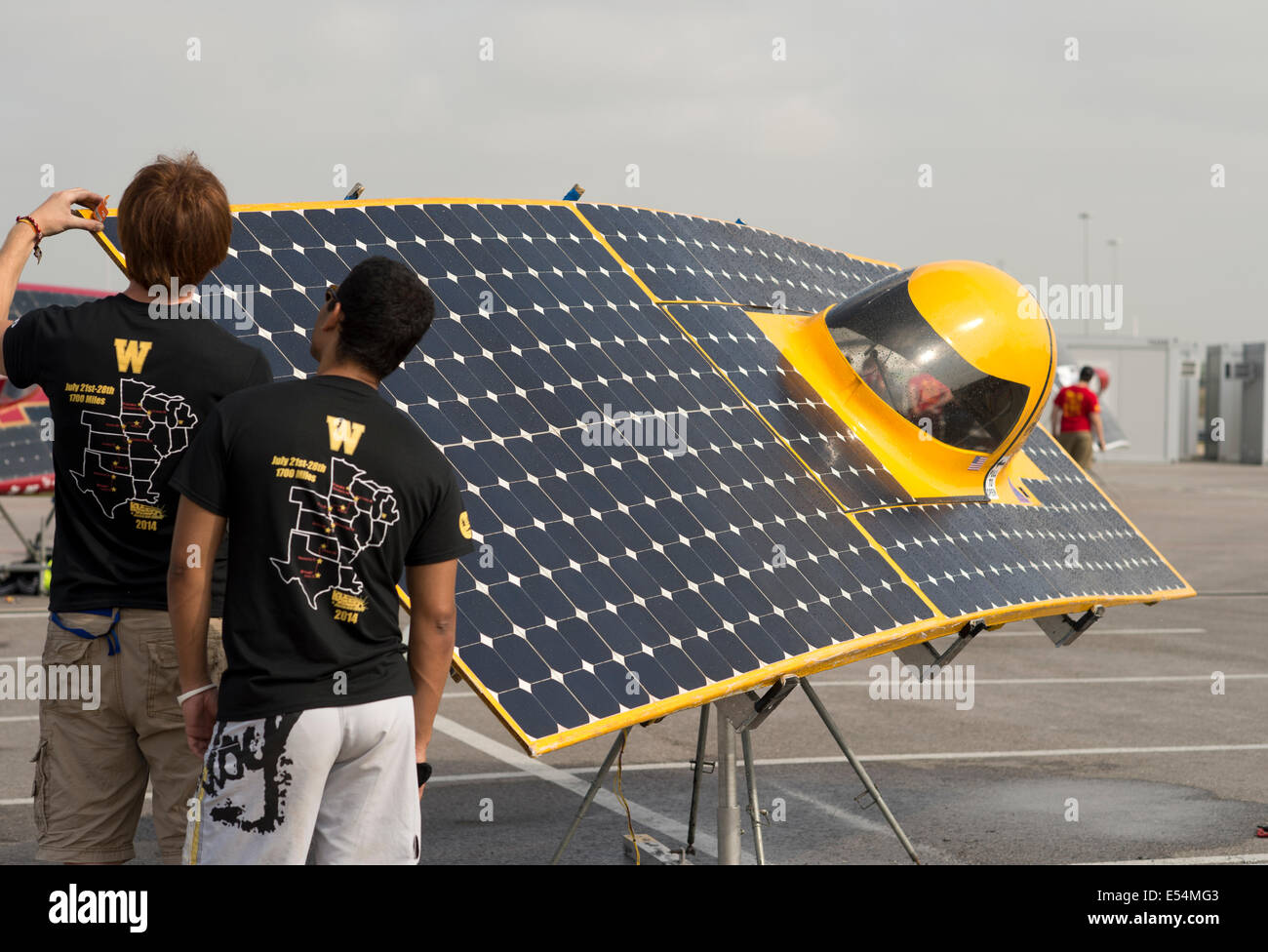 Western Michigan University's solar car, Sunseeker 14, is prepared for ...
