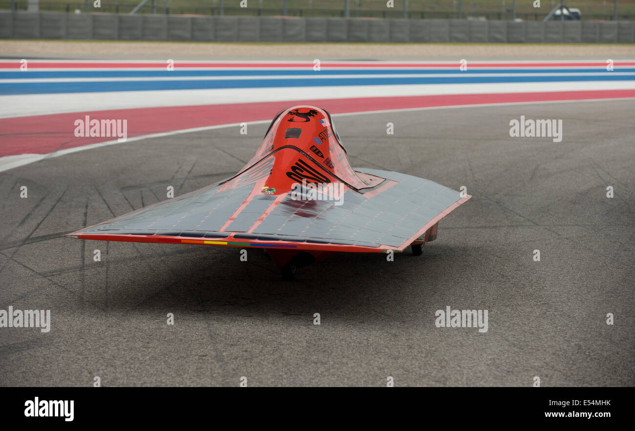 Oregon State University solar car on the track during qualifying race ...