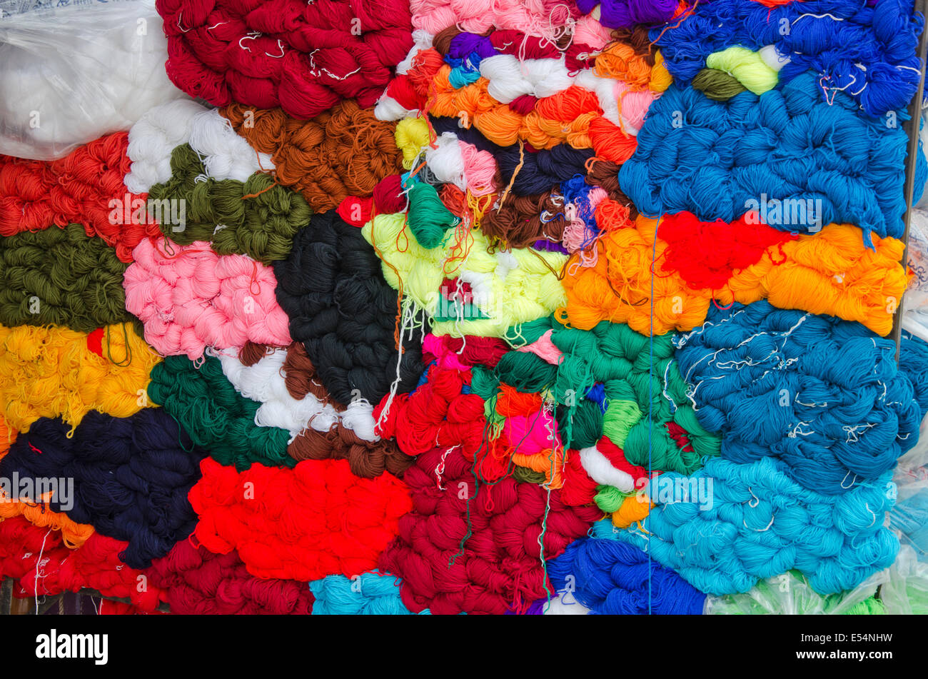 Colorful yarn thread on asia market, India Stock Photo - Alamy