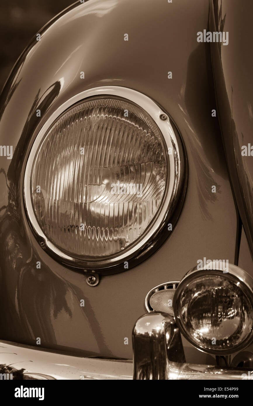 Headlamp Volkswagen Beetle, closeup.. Sepia Stock Photo - Alamy