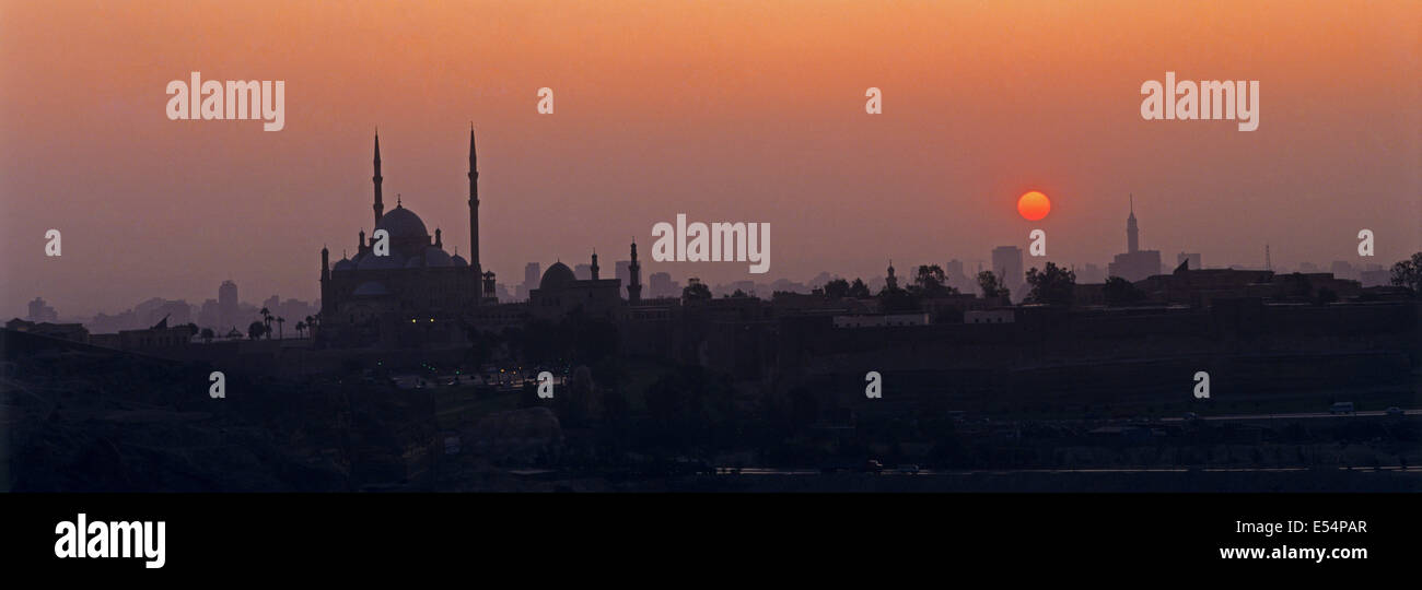 Sunset view of the Saladin Citadel and the City of the Dead, Cairo ...