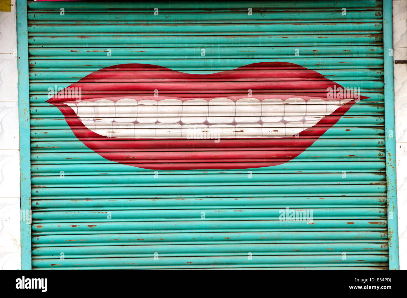 asian metal market doors background Stock Photo - Alamy