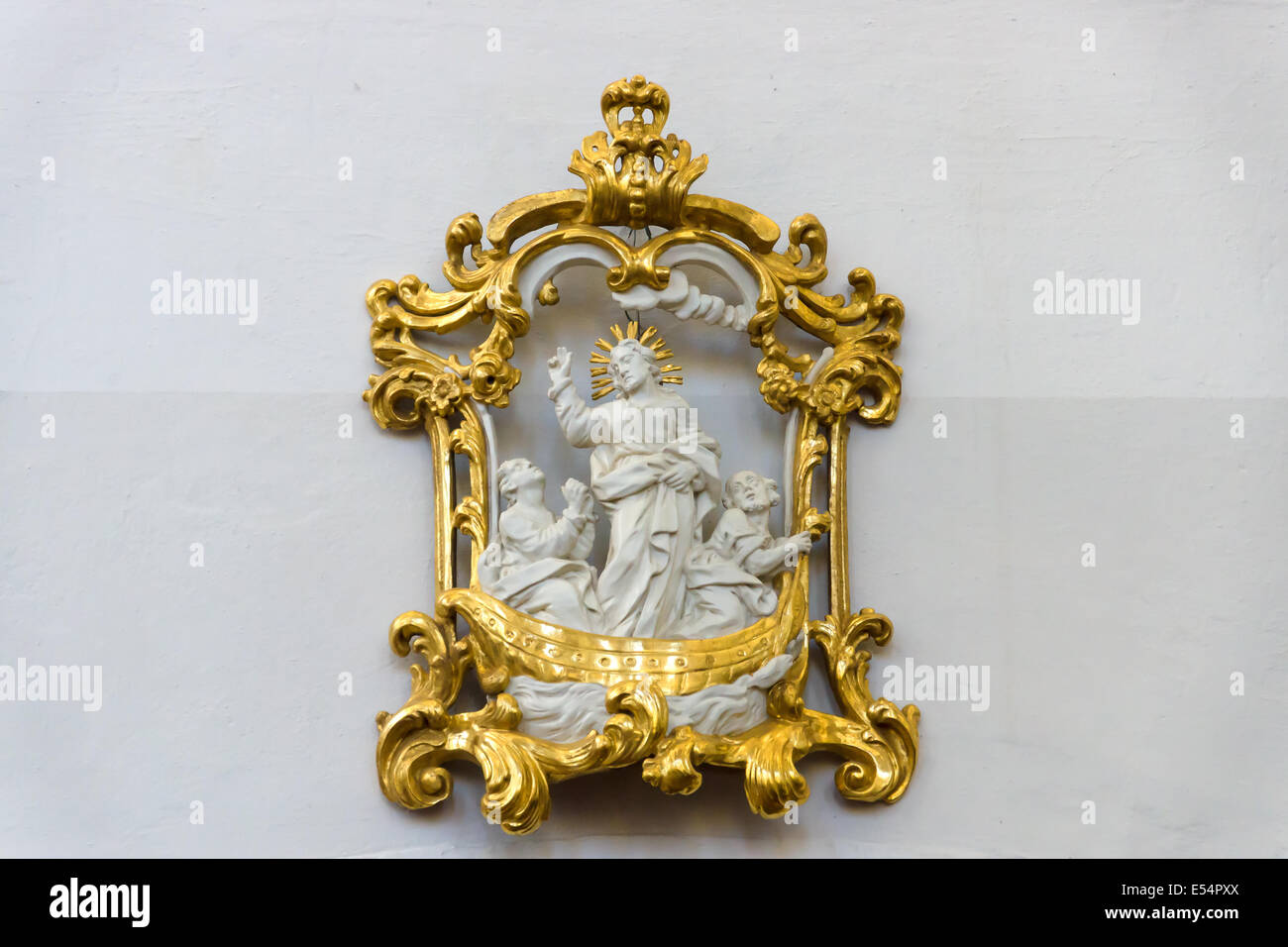 Stucco molding made in the form of acts of the saints in the church of ...