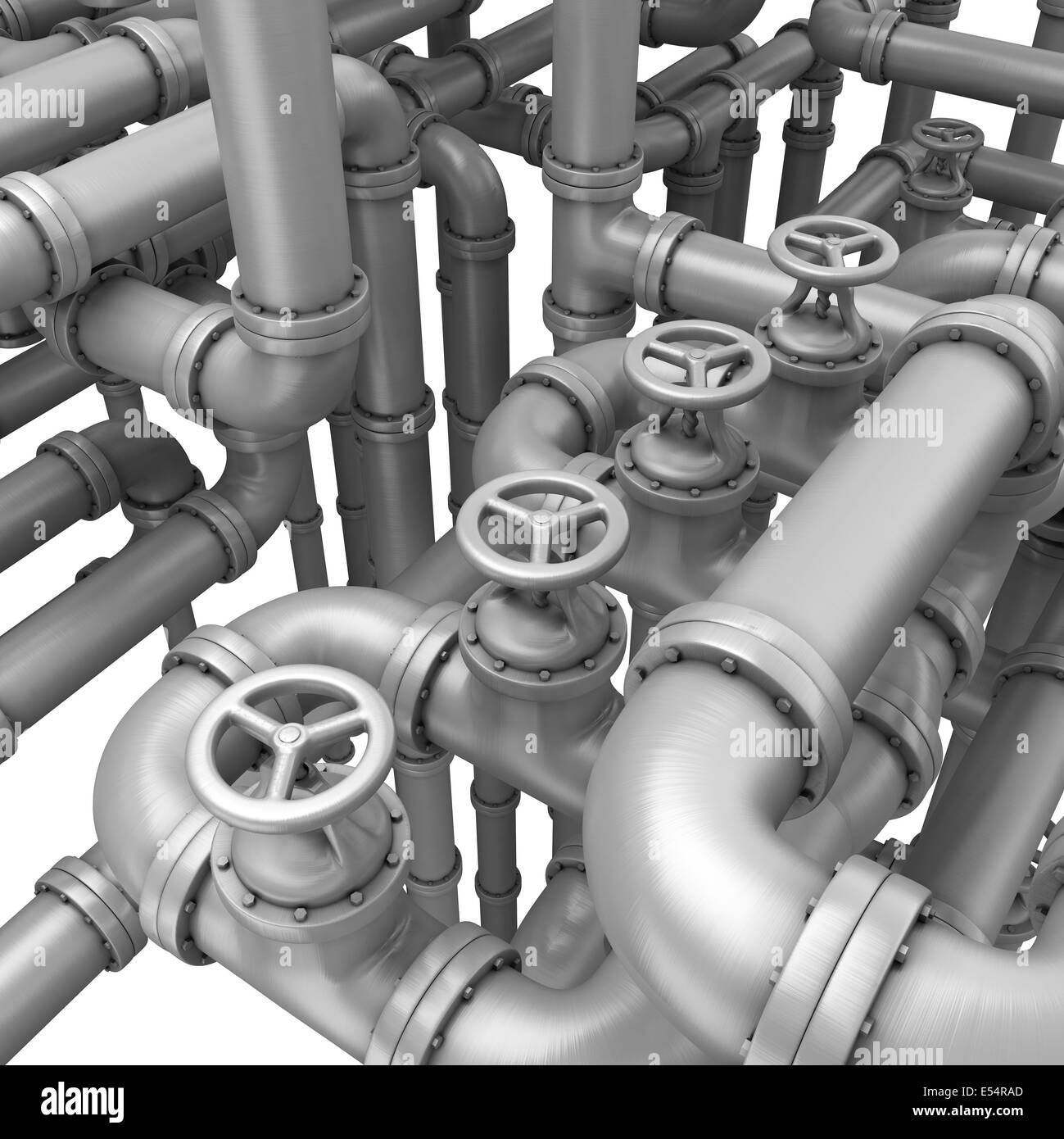 Industrial 3d illustration. Maze made of pipes Stock Photo - Alamy