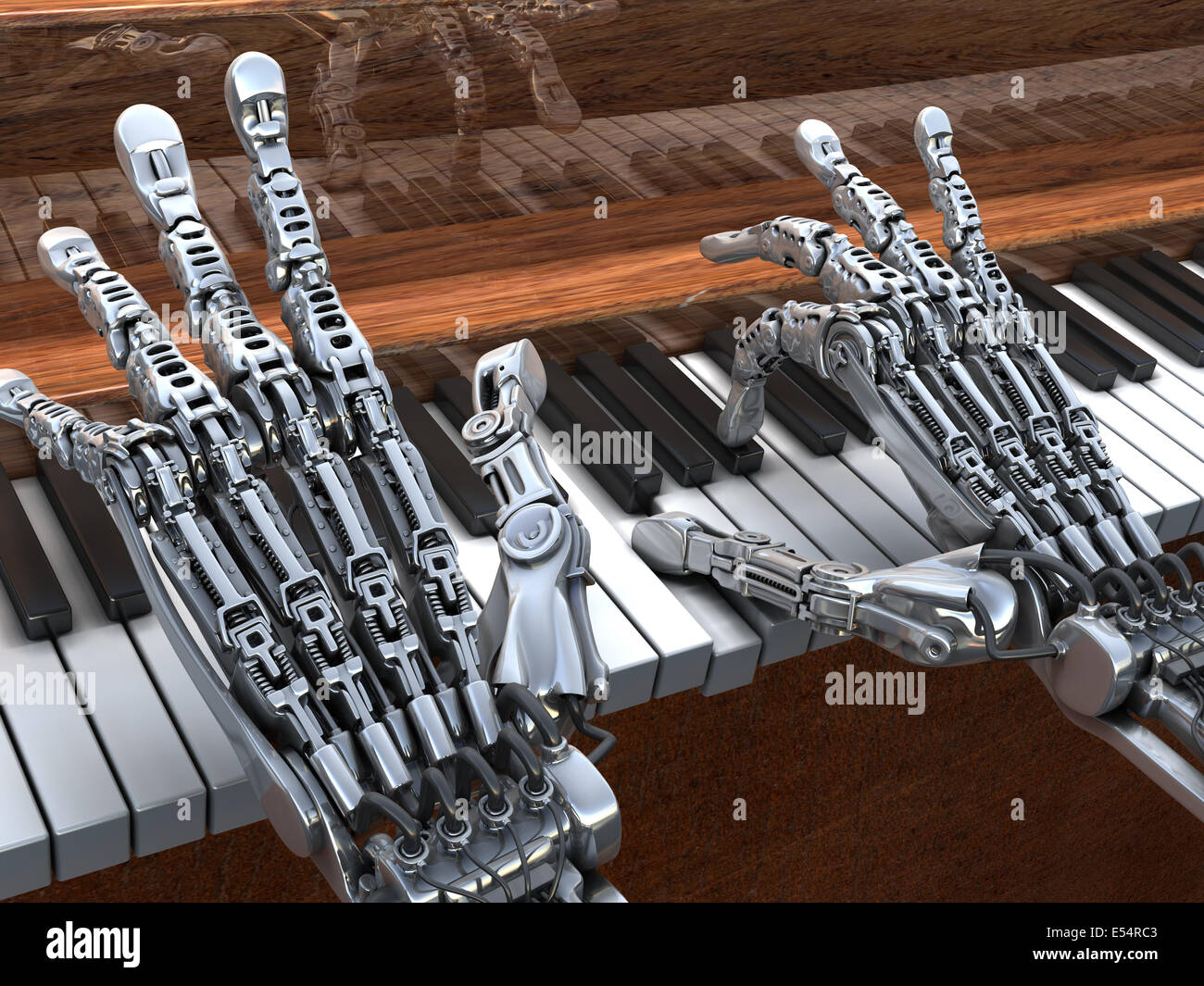 Robot playing on piano. Technology illustration Stock Photo - Alamy