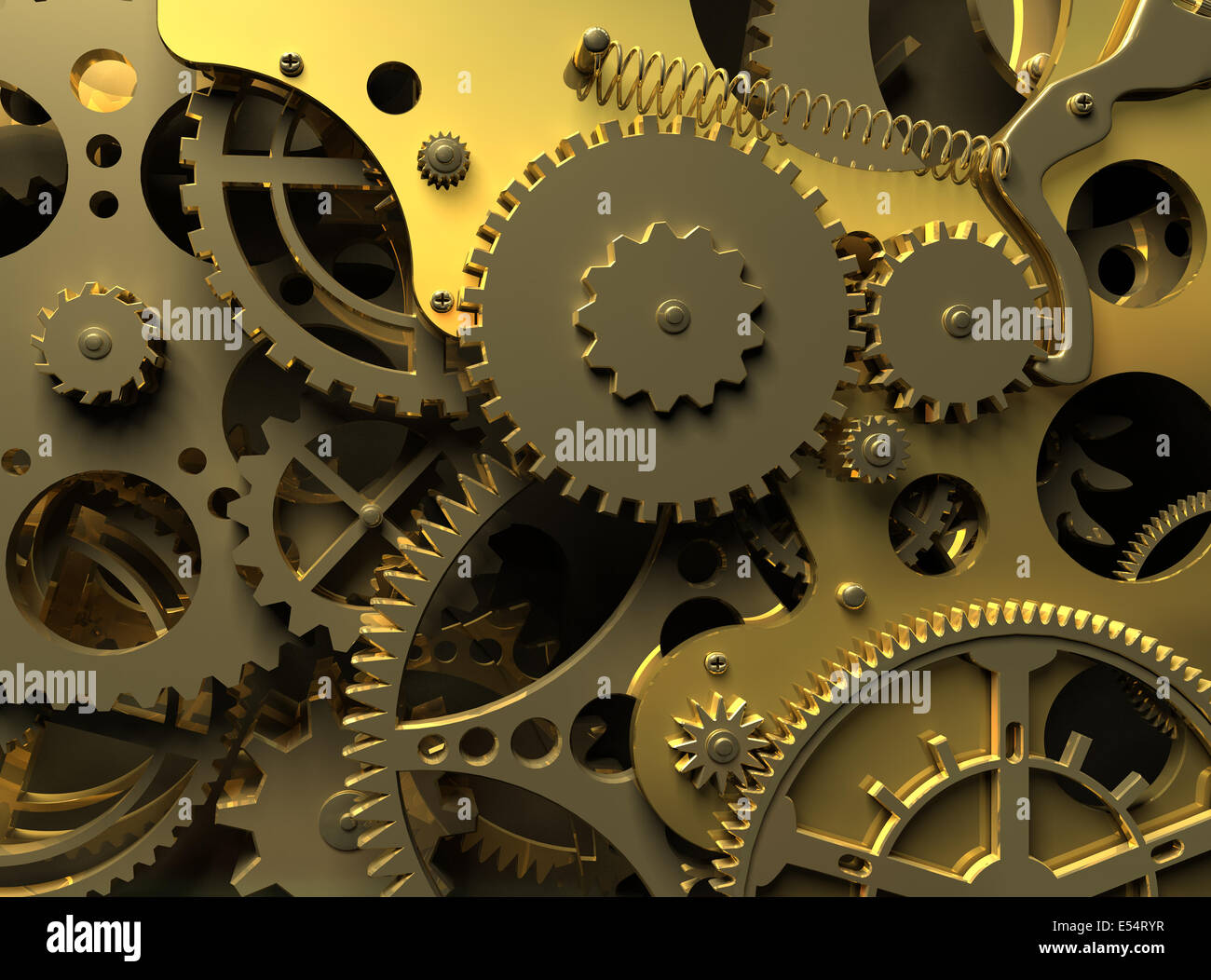 Fantasy golden clockwork. Industrial background Stock Photo - Alamy