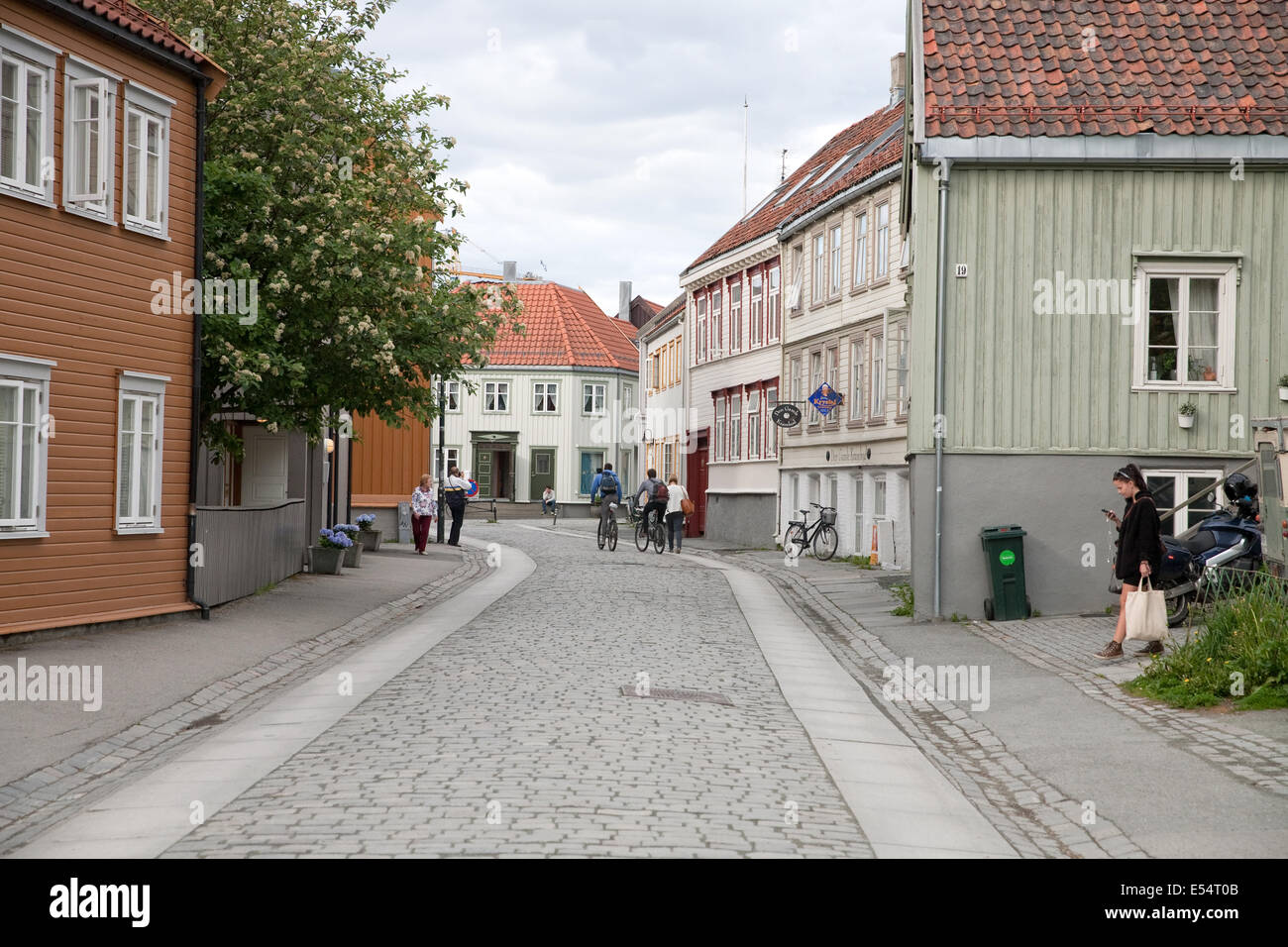 A cobbled street in Trondheim Norway Stock Photo - Alamy