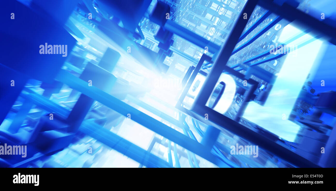 Cpu inside. Fast motion binary code. Fantasy high-tech 3d illustration ...